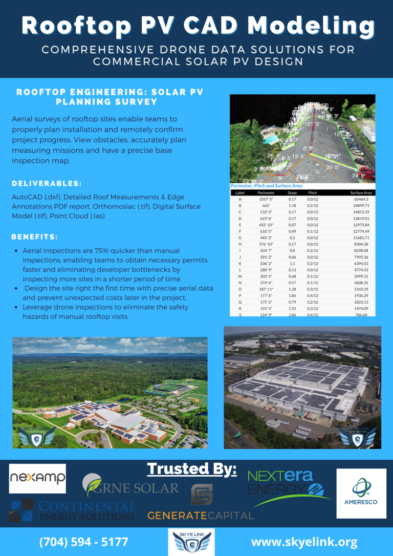 Commercial Rooftop PV CAD Modeling Drone Service Site Surveys